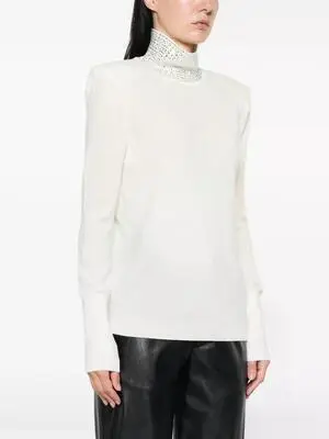 CIRCUS HOTEL Crystal-embellished Padded-shoulder High Neck Sweater