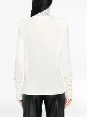 CIRCUS HOTEL Crystal-embellished Padded-shoulder High Neck Sweater