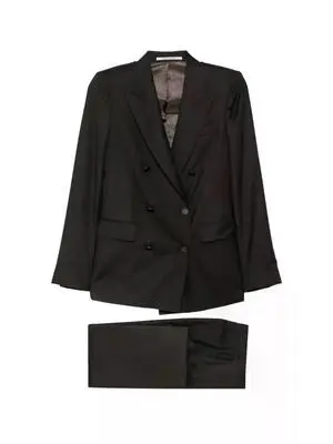 Tagliatore Double-breasted Suit With Peak Lapels - Black