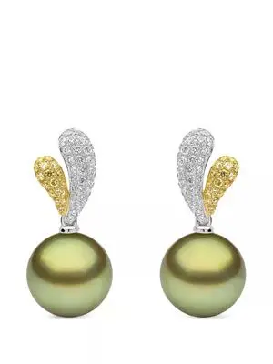 Yoko London Tahitian Pearl And Diamond Earrings - Silver