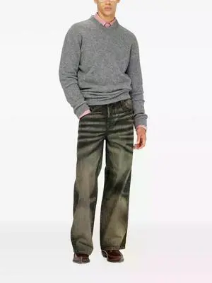 DIESEL® V-neck Jumper In Wrinkled Boiled Knit