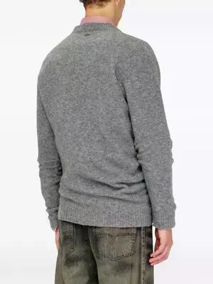 DIESEL® V-neck Jumper In Wrinkled Boiled Knit