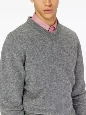 DIESEL® V-neck Jumper In Wrinkled Boiled Knit