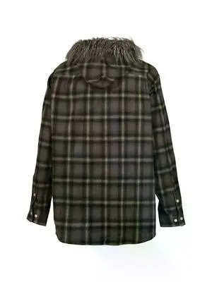 KAMIYA Faux-fur-trim Hooded Check Overshirt