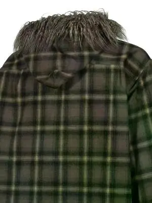 KAMIYA Faux-fur-trim Hooded Check Overshirt