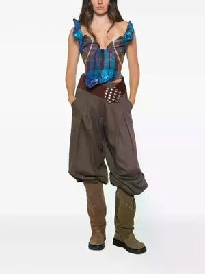 VIVIENNE WESTWOOD Tartan-print Draped Corset Top