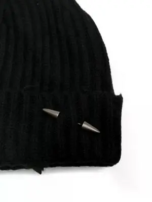 Isabel Benenato Ribbed-knit Spike-detail Beanie Hat