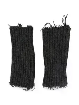 Isabel Benenato Distressed Ribbed-knit Gloves