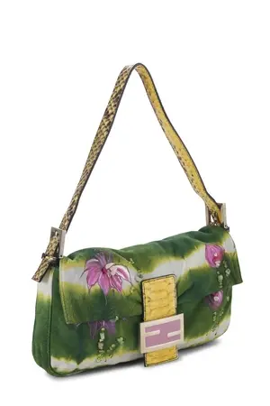 Fendi Multicolor Embellished Suede Baguette