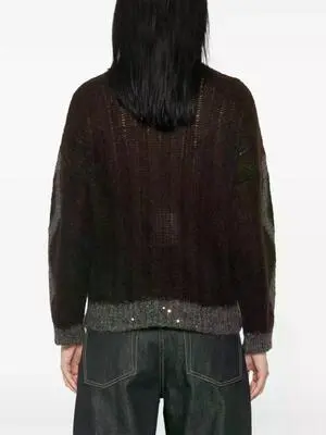 PANICALE Sequin-embellished Argyle Knit Mock Neck Sweater