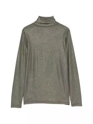 Majestic Filatures Glitter Effect Roll-neck Top - Green