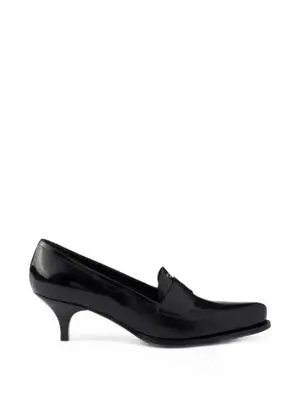 Prada Brushed Leather Loafers - Black
