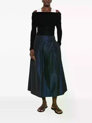 WHYCI Pleated Taffeta-effect Maxi Skirt