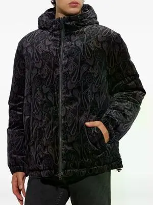 Etro Cotton Velvet Down Jacket With Paisley Motif