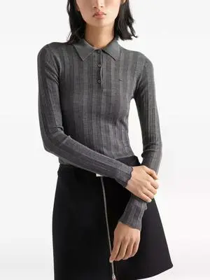Prada Wool Polo Sweater - Grey