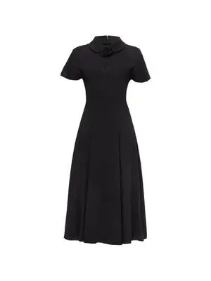NISSA Floral-detail Midi Dress - Black
