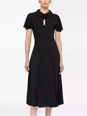 NISSA Floral-detail Midi Dress - Black