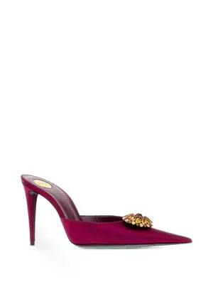 Saint Laurent Thierry Crystal-embellished Heeled Mules