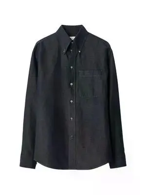 LEMAIRE Button-down Shirt In Linen And Cotton Chambray - Blue