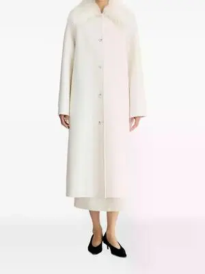 Loulou De Saison Yrsa Detachable Faux-fur Collar Coat - White