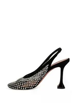 Amina Muaddi Dolly Crystal-embellished Slingback Pumps