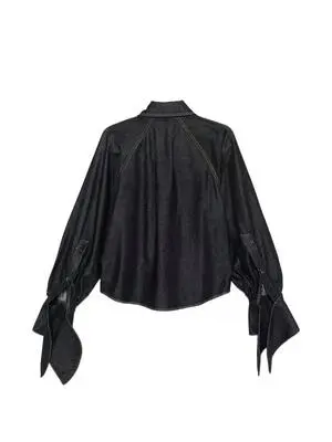 PATOU Knot-sleeve Denim Blouse