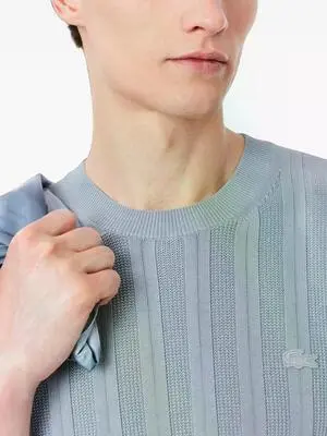 Lacoste Ribbed-knit Embroidered-logo T-shirt