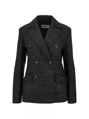 Max Mara Prince Of Wales Checked Double-breasted Wool Blazer