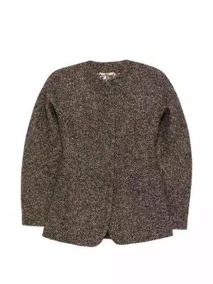 BAZAR DELUXE Herringbone Pattern Collarless Jacket