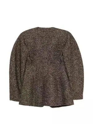 BAZAR DELUXE Herringbone Pattern Collarless Jacket