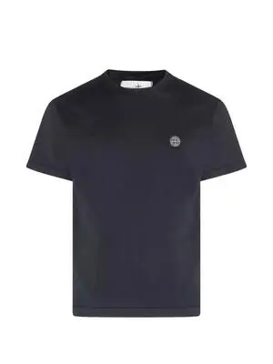 Stone Island 2100027 60/2 Cotton-jersey Slim-fit T-shirt With Compass Patch - Blue