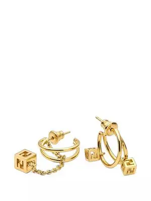 Fendi Ff Logo Asymmetrical Earrings