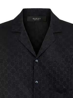 Gucci Gg Silk Jacquard Bowling Shirt - Blue