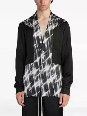 Rick Owens Larry Graphic-print Panelled Shirt - Black