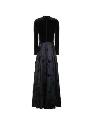 NISSA Sequin Embellished Velvet Bodice Dress