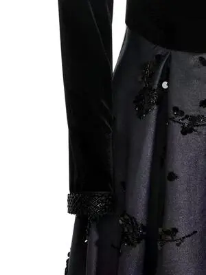 NISSA Sequin Embellished Velvet Bodice Dress