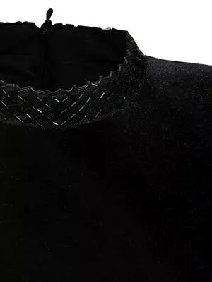 NISSA Sequin Embellished Velvet Bodice Dress