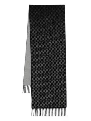 Gucci Gg-monogram Fringed-detail Scarf - Black