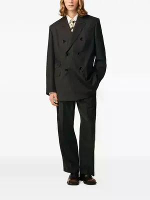 AMI Paris Double-breasted Striped Wool Blazer