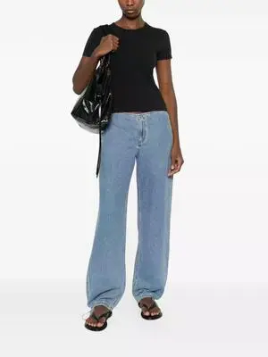 Still Here Drawstring Hem Wide-leg Jeans - Blue