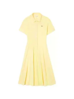 Lacoste Piqué Button-down Midi Dress - Yellow