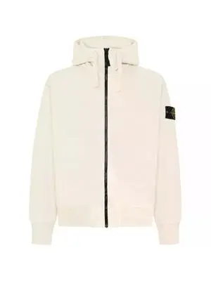 Stone Island Organic Cotton Zip-up Hooded Sweatshirt - Neutrals