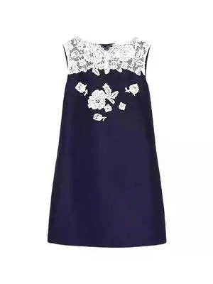 SELF-PORTRAIT Lace-trimmed Floral-appliqué Mini Dress