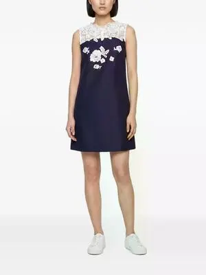 SELF-PORTRAIT Lace-trimmed Floral-appliqué Mini Dress