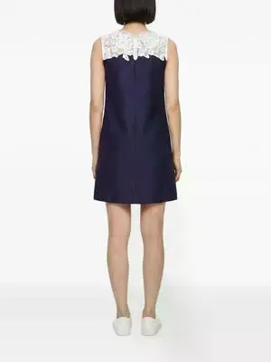 SELF-PORTRAIT Lace-trimmed Floral-appliqué Mini Dress