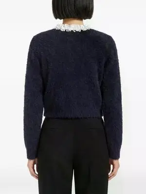 SELF-PORTRAIT Flower-button Pearl-trim Cardigan