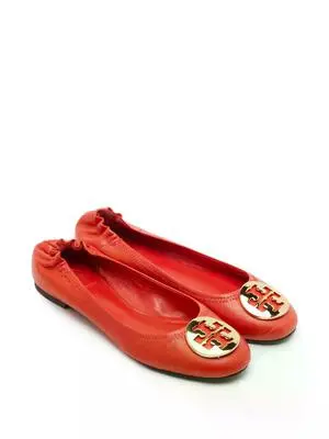 Tory Burch Reva Ballet Flats With Gold-tone Medallion - Orange