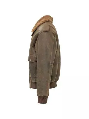 DFOUR Shearling-collar Epaulette Jacket