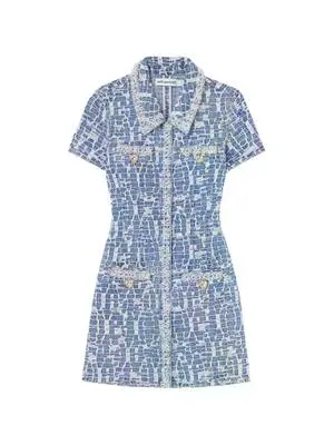 SELF-PORTRAIT Textured-denim Mini Dress