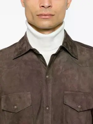 Eleventy Suede Panelled Jacket - Brown
